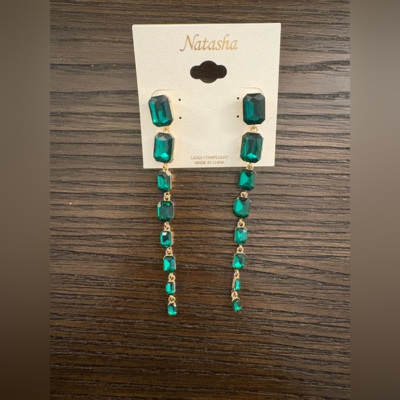 Natasha Couture | Jewelry | New Natasha Emerald Drop Earrings | Poshmark